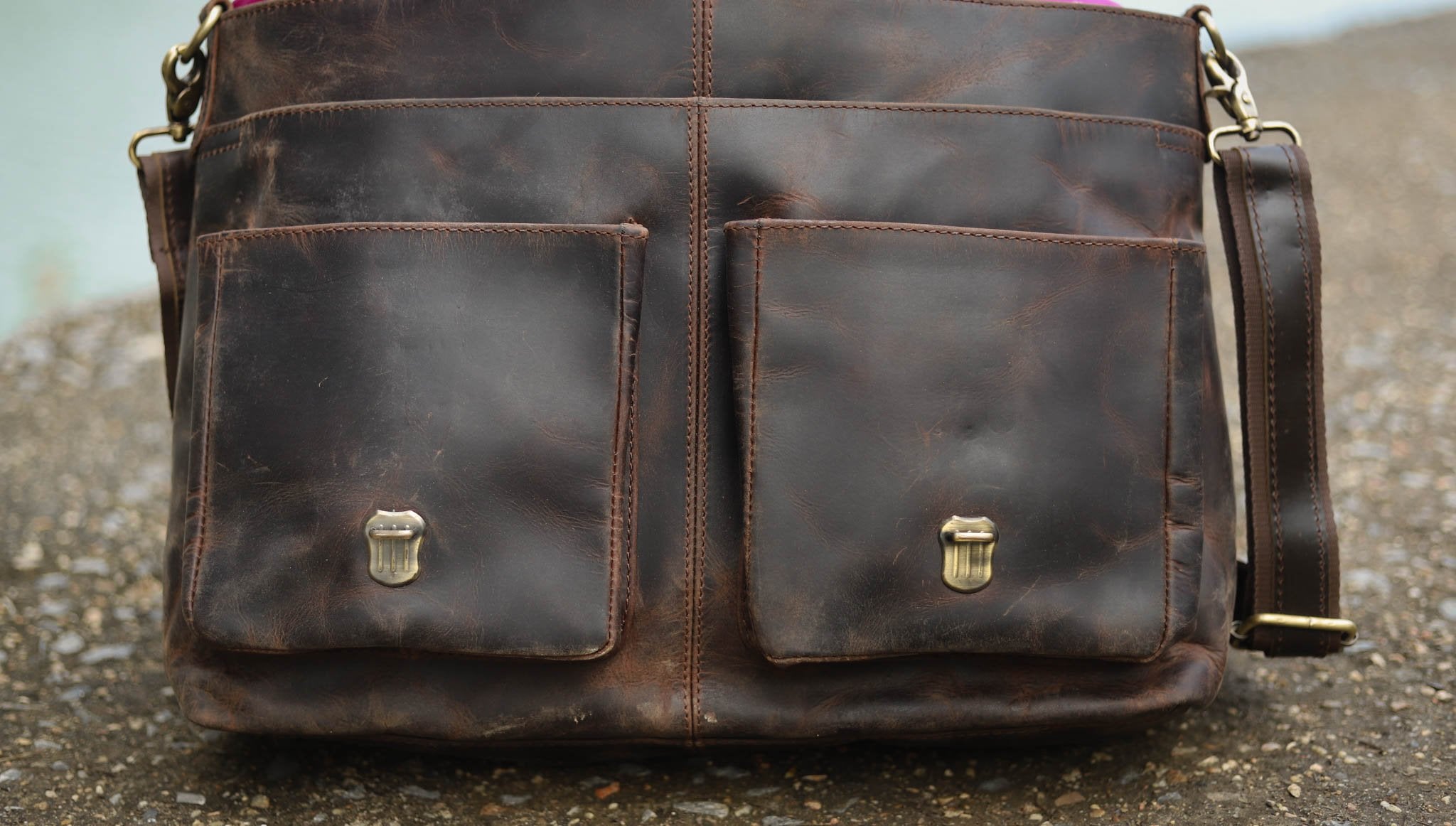 Distressed Brown Leather Briefcase — The Handmade Store