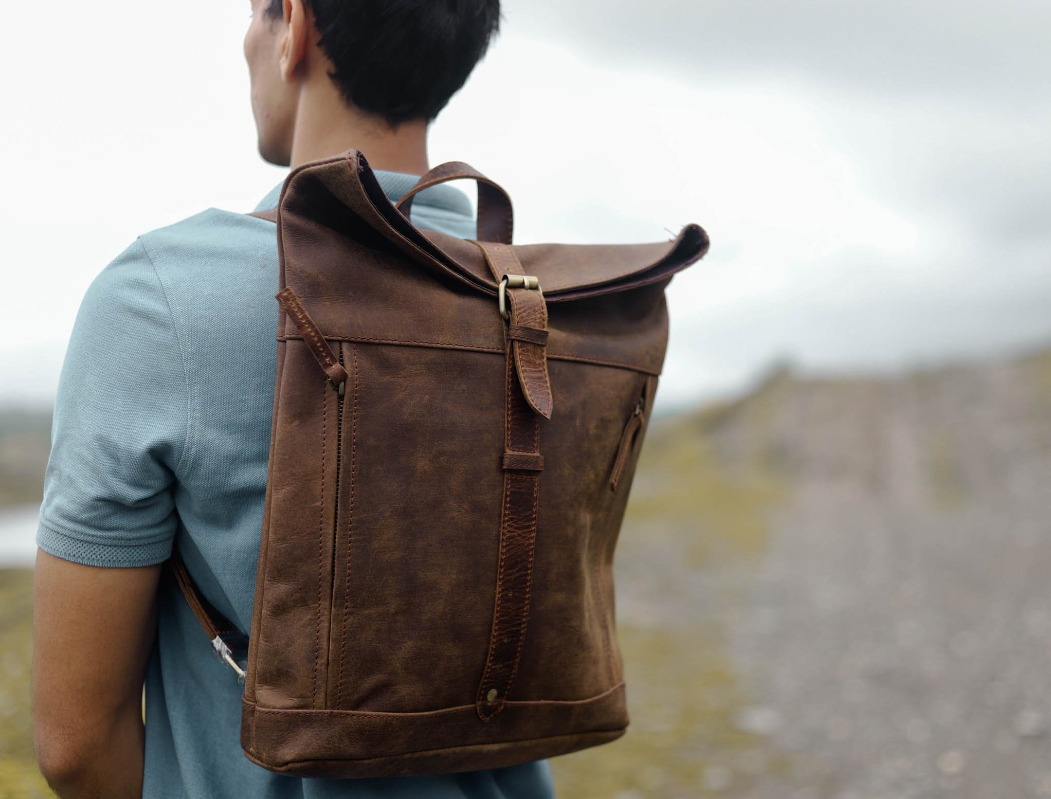 Men's Rustic Leather Backpack — The Handmade Store