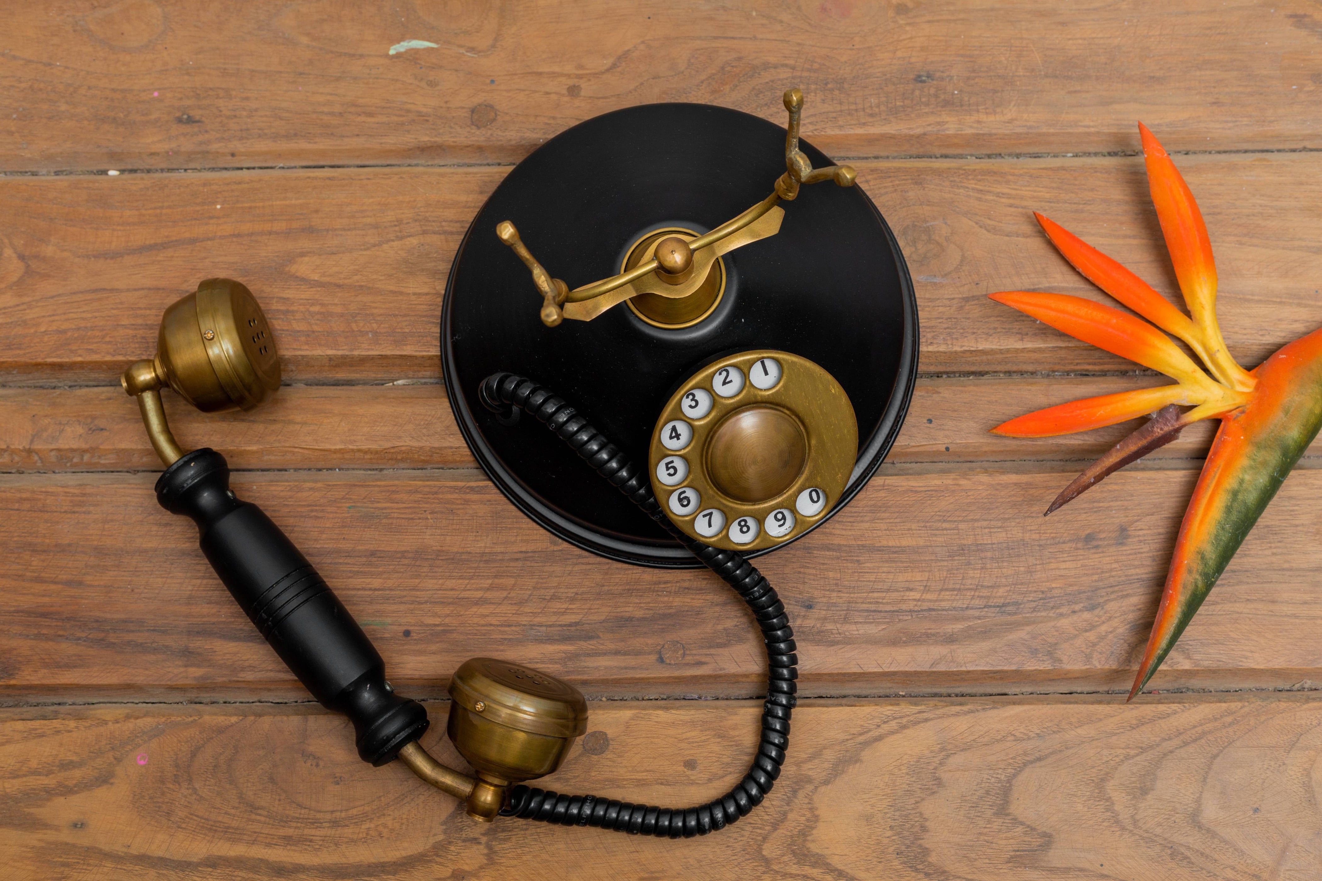 Black Rotary Desk Phone — The Handmade Store